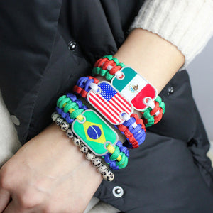Wholesale World Flags Paracord Alloy Bracelet
