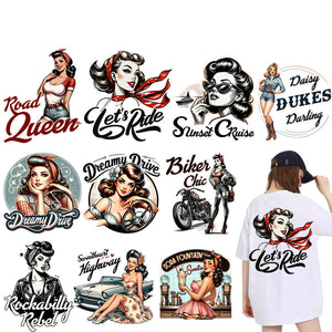 Wholesale 10pcs Retro poster girl UV DTF Ready to Press Transfers Wrap