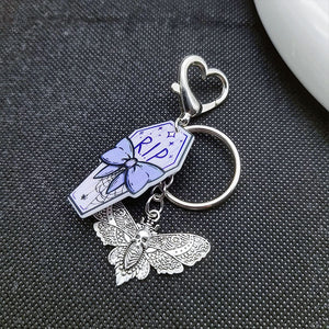 Wholesale Gothic Retro Style Skull Butterfly Coffin Keychains