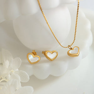 Wholesale Seashell White Sea Mother-of-pearl Peach Heart Titanium Ste