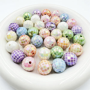 Wholesale 10pcs/pack UV Plated Acrylic Check Beads
