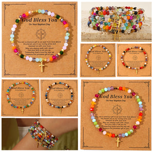Wholesale Easter Cross Square Iron Gallstone Chain Colorful Crystal Br