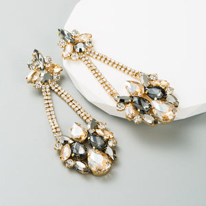 Wholesale Creative Coloured Rhinestone Long Earrings