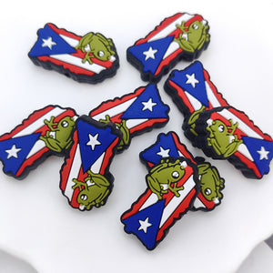 Wholesale 10pcs Independence Day Cartoon Frog Silicone Beads