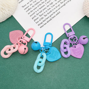 Wholesale Candy Color Heart Small Bell Acrylic Keychains