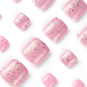 Wholesale Plastic Pink Glitter Toenail Tablets OLY-NS-LB040