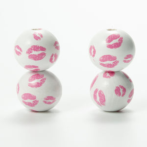 Wholesale 20PCS 20MM Lip Printing Wood Beads